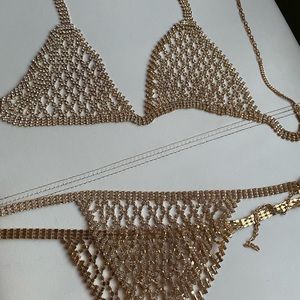 Other | Gold Rhinestone Bikinicostume Os | Poshmark